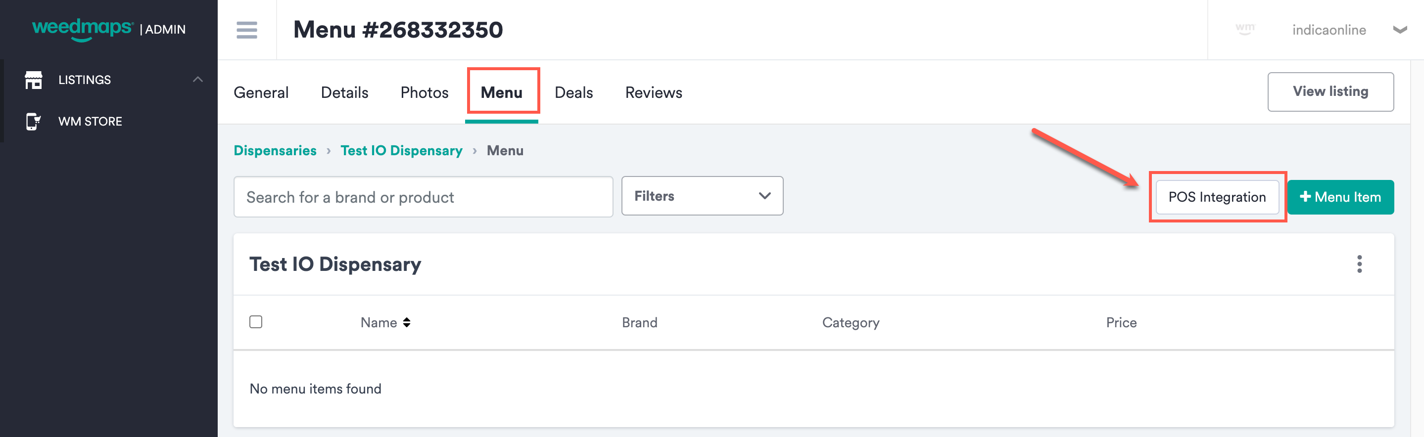 Weedmaps Integration