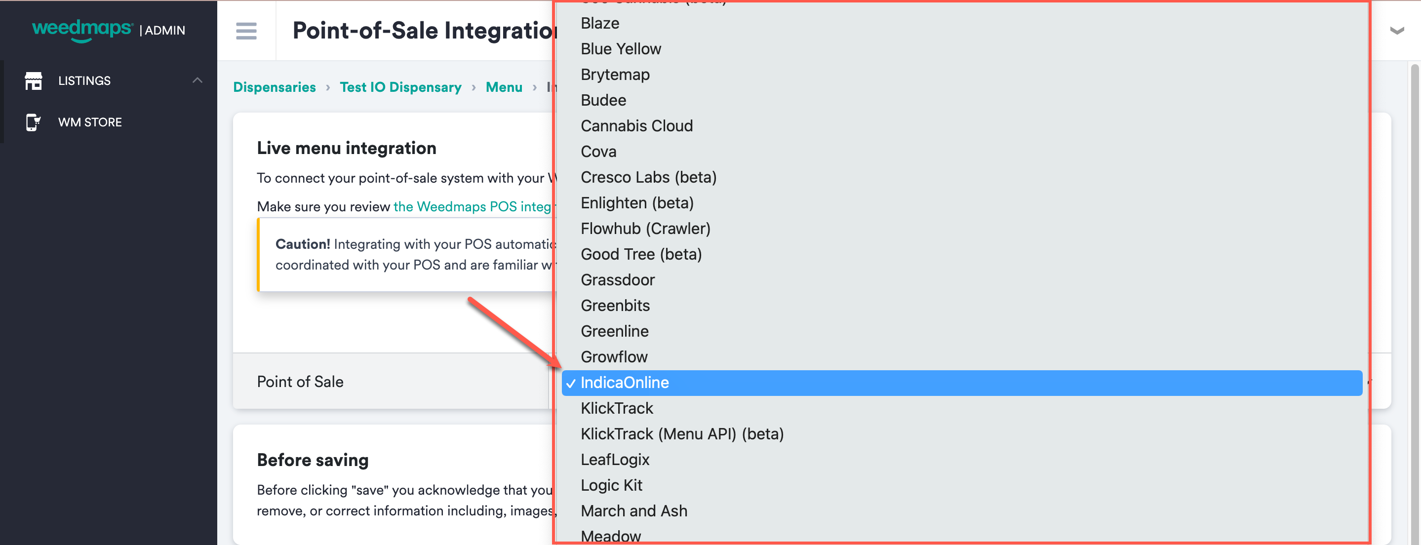 Weedmaps Integration