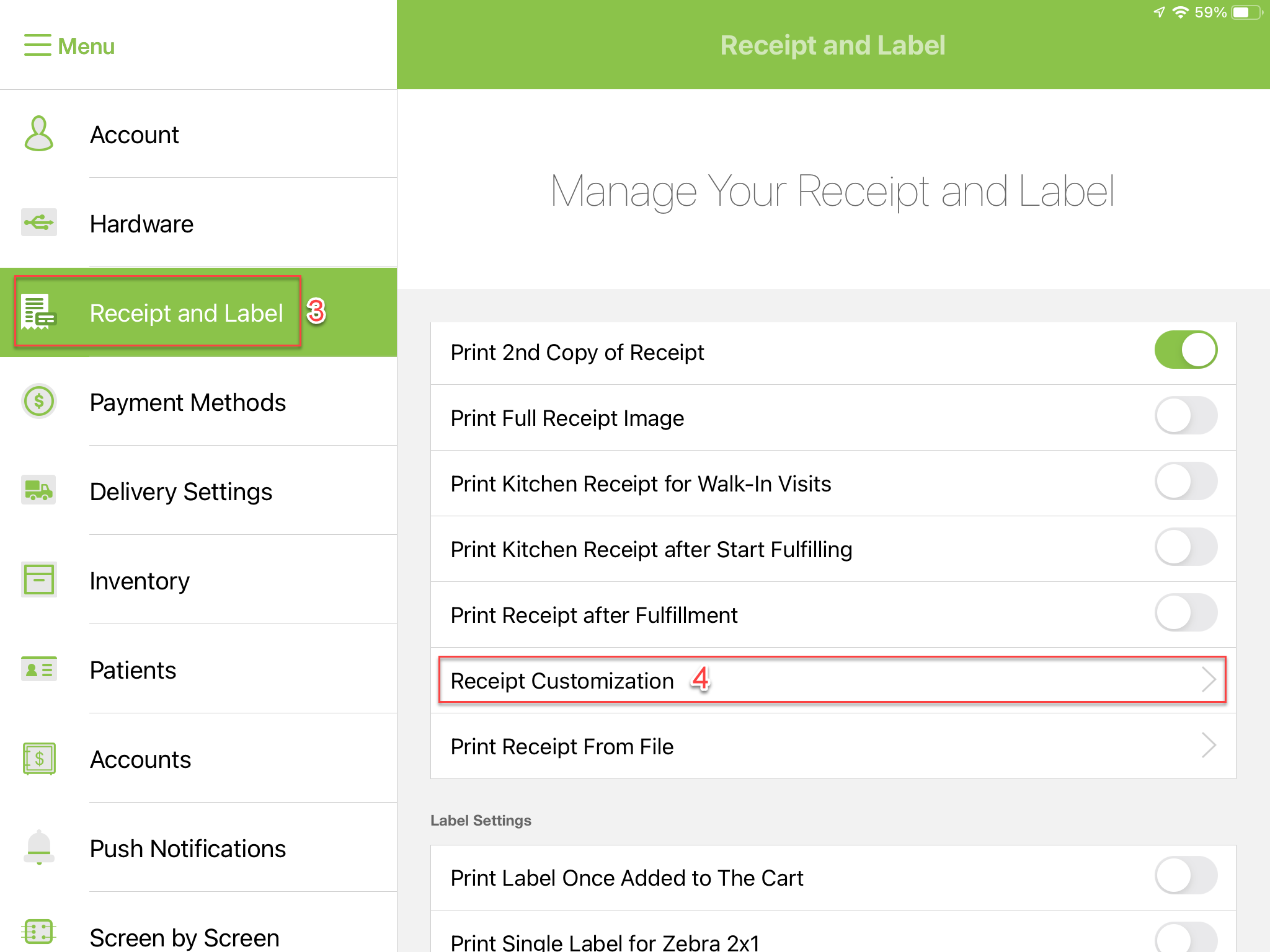 How to Customize Receipts (on iPad)