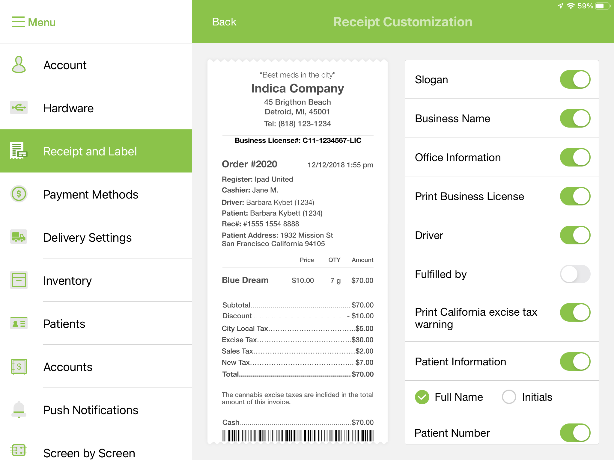 How to Customize Receipts (on iPad)