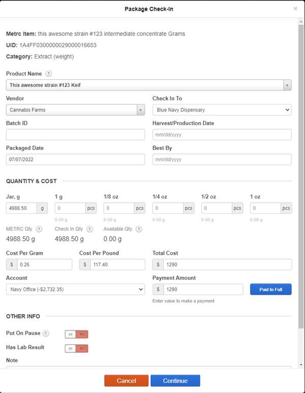 How To Check In Metrc Packages